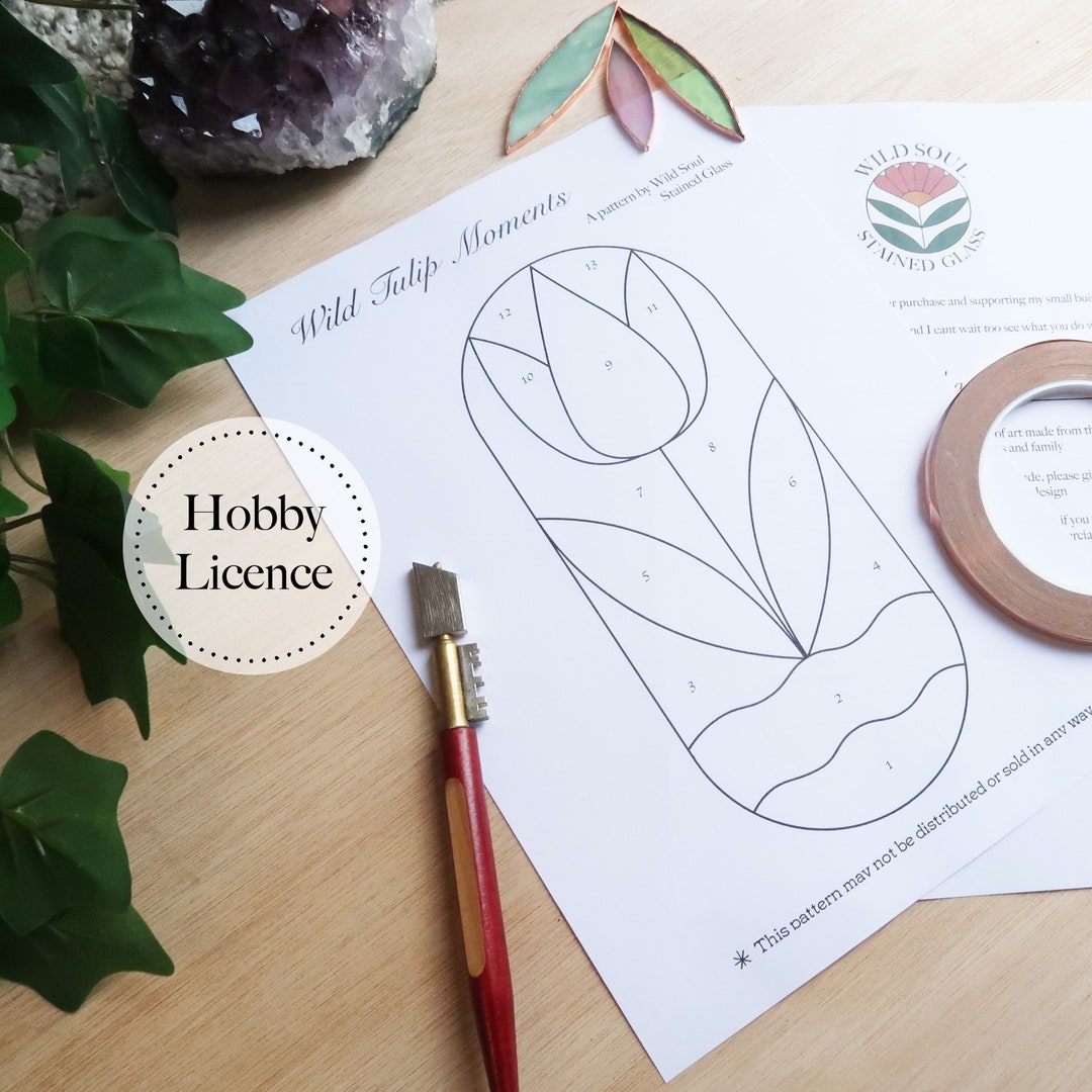 Tulip Stained Glass Pattern Stained Glass Patterns Digital - Etsy