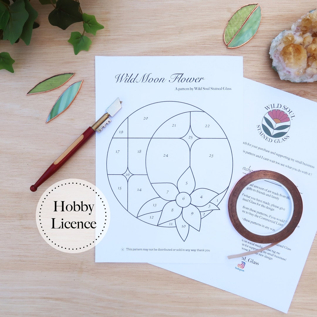 Flower Moon Stained Glass Pattern Stained Glass Patterns - Etsy