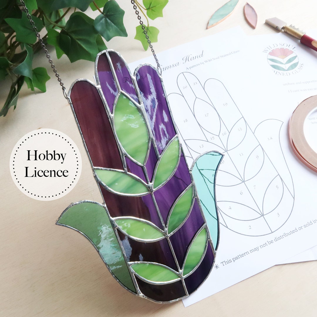 Hamsa Hand Stained Glass Pattern, Beginner Stained Glass Patterns, PDF ...