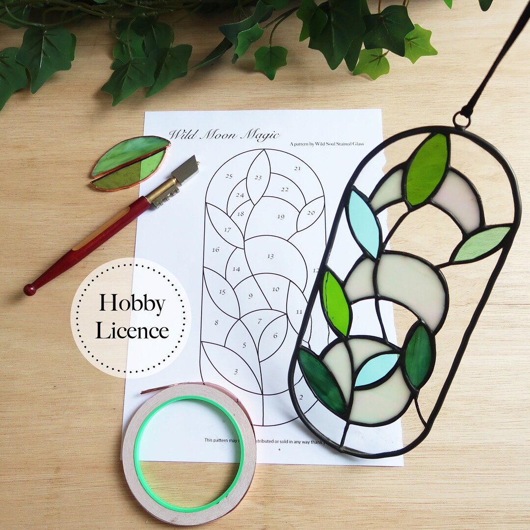 Moon Moonphase Stained Glass Pattern, Stained Glass Patterns, Digital ...