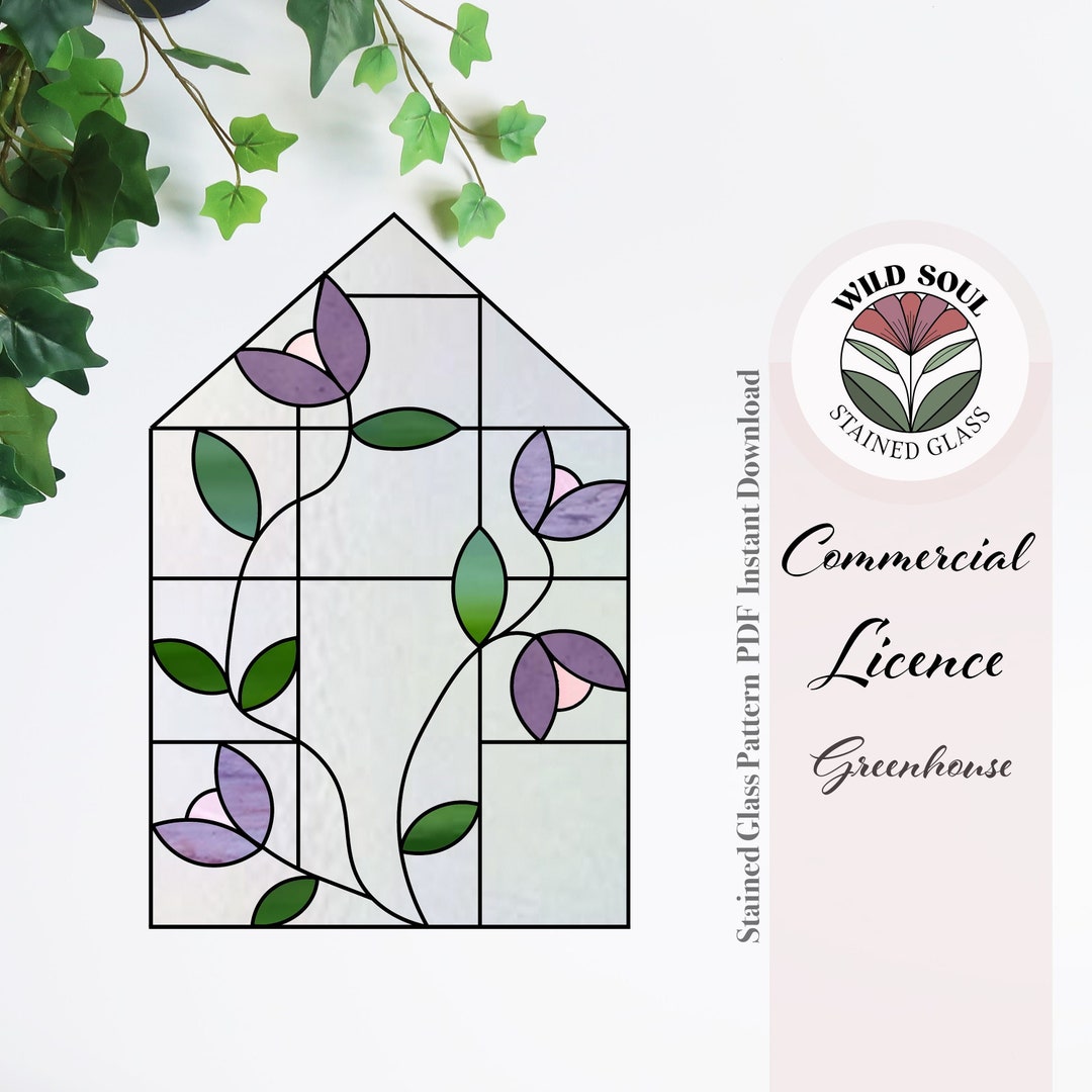 Greenhouse Stained Glass Pattern, Stained Glass Patterns, Digital ...