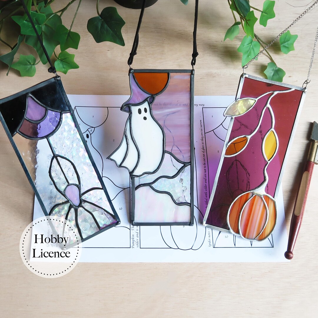 Halloween Stained Glass Pattern, Beginner Stained Glass, Stained Glass ...