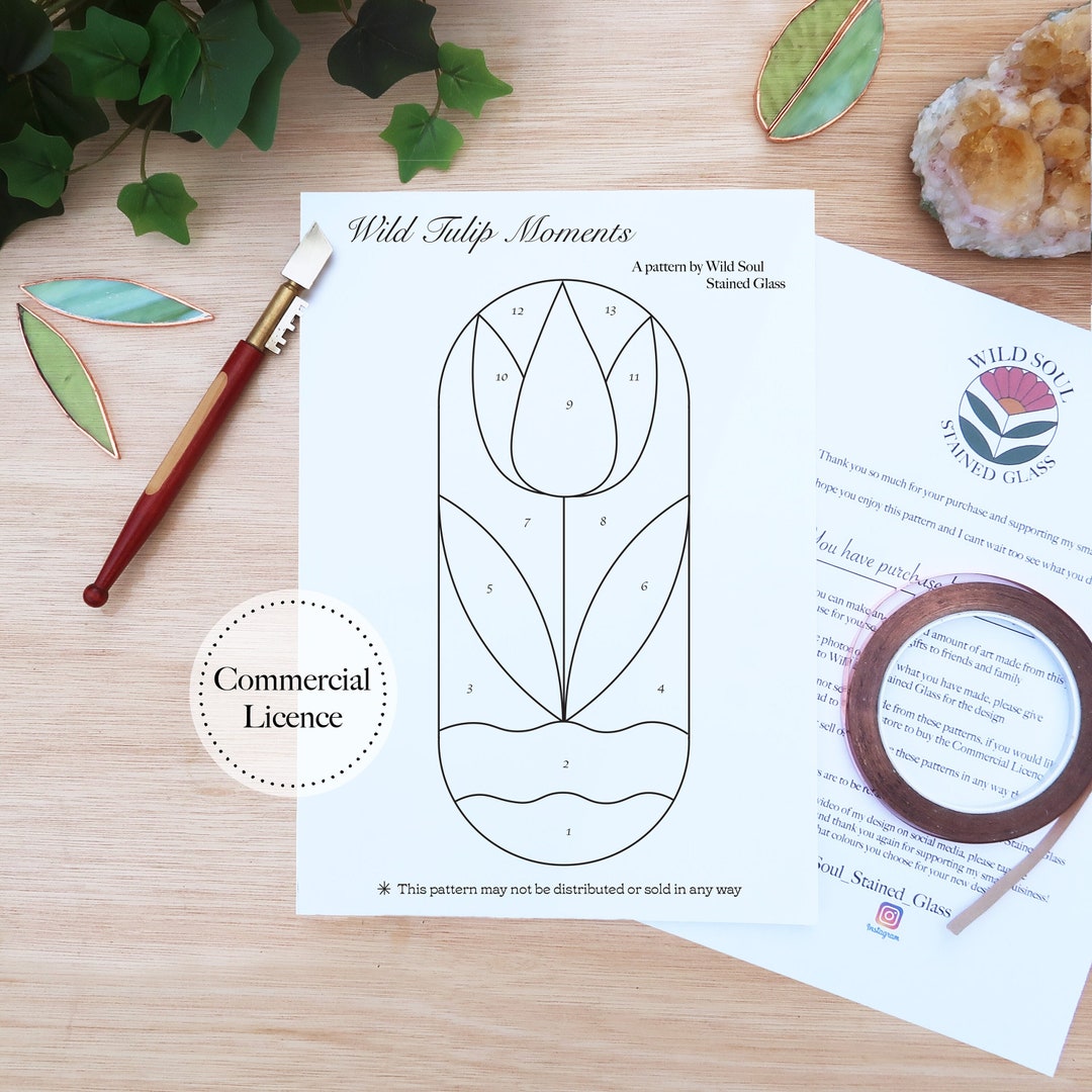 Tulip Stained Glass Pattern, Stained Glass Patterns, Digital Download ...