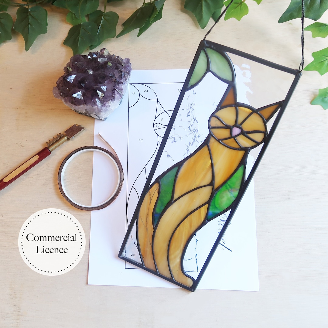 Cat Stained Glass Pattern, PDF & PNG Digital Download - Etsy