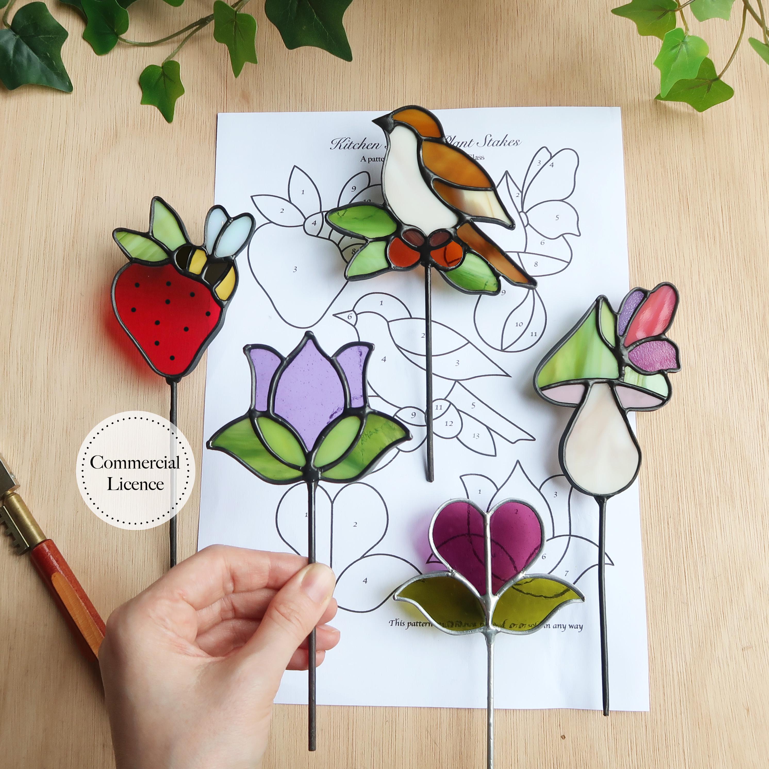 Stained Glass Plant Stakes Pattern, Beginner Stained Glass Pattern, PDF ...
