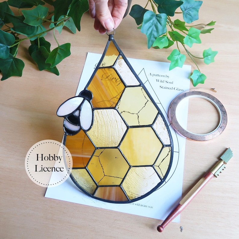 Bee Drop Stained Glass Pattern, Beginner Stained Glass Patterns, PDF ...