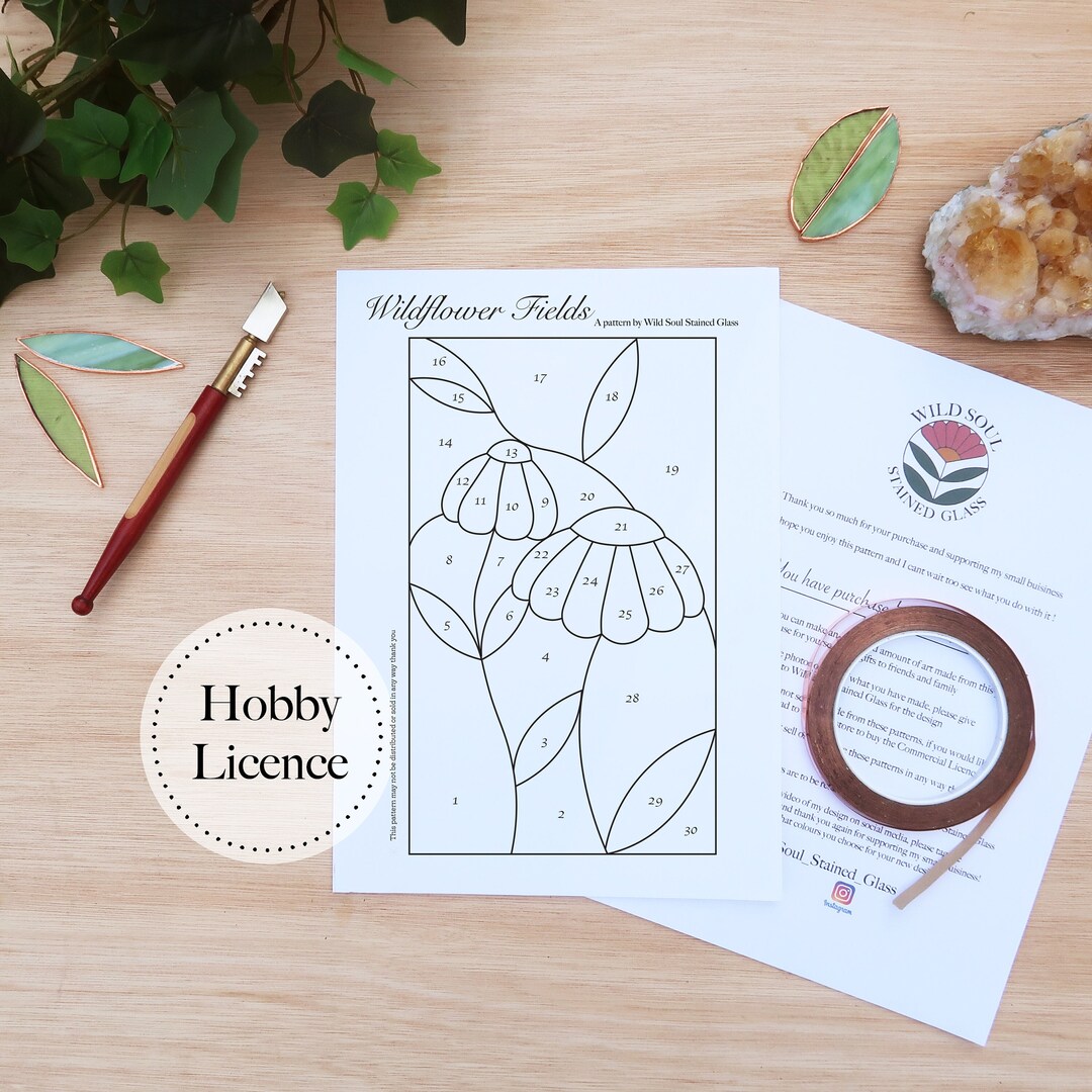 Wildflower Stained Glass Pattern, Stained Glass Patterns, Digital ...