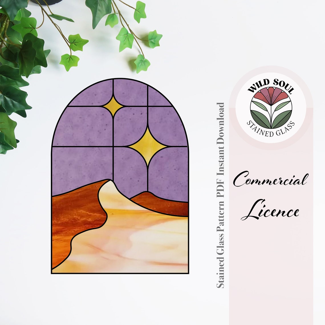 Celestial Landscape Arch Stained Glass Pattern, PDF & PNG Digital ...