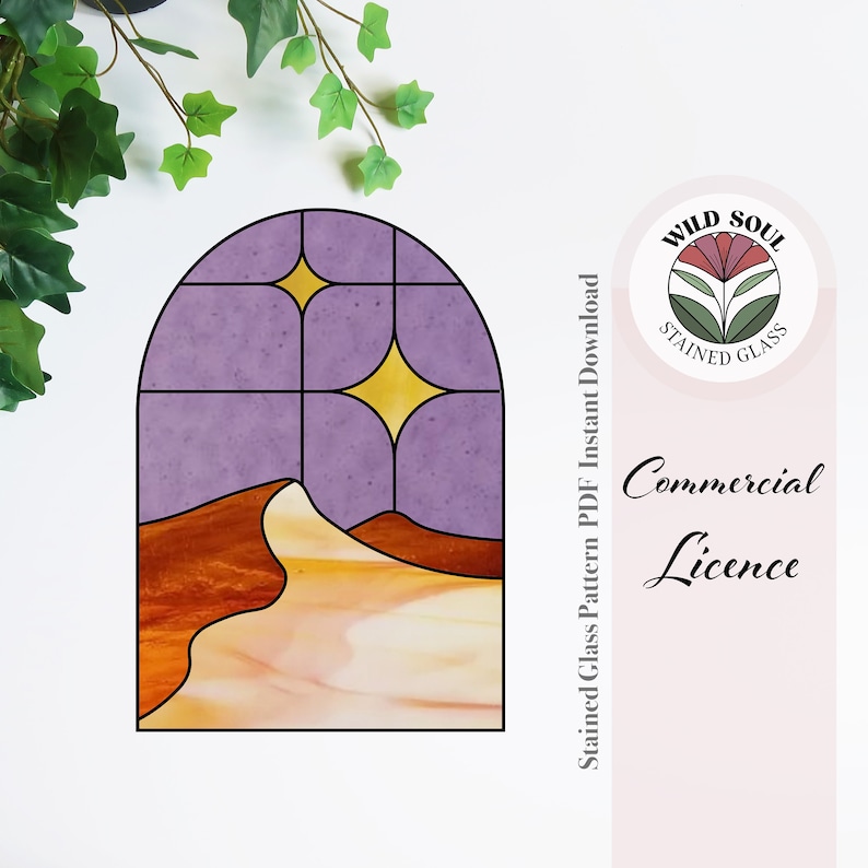 Celestial Landscape Arch Stained Glass Pattern, PDF & PNG Digital ...