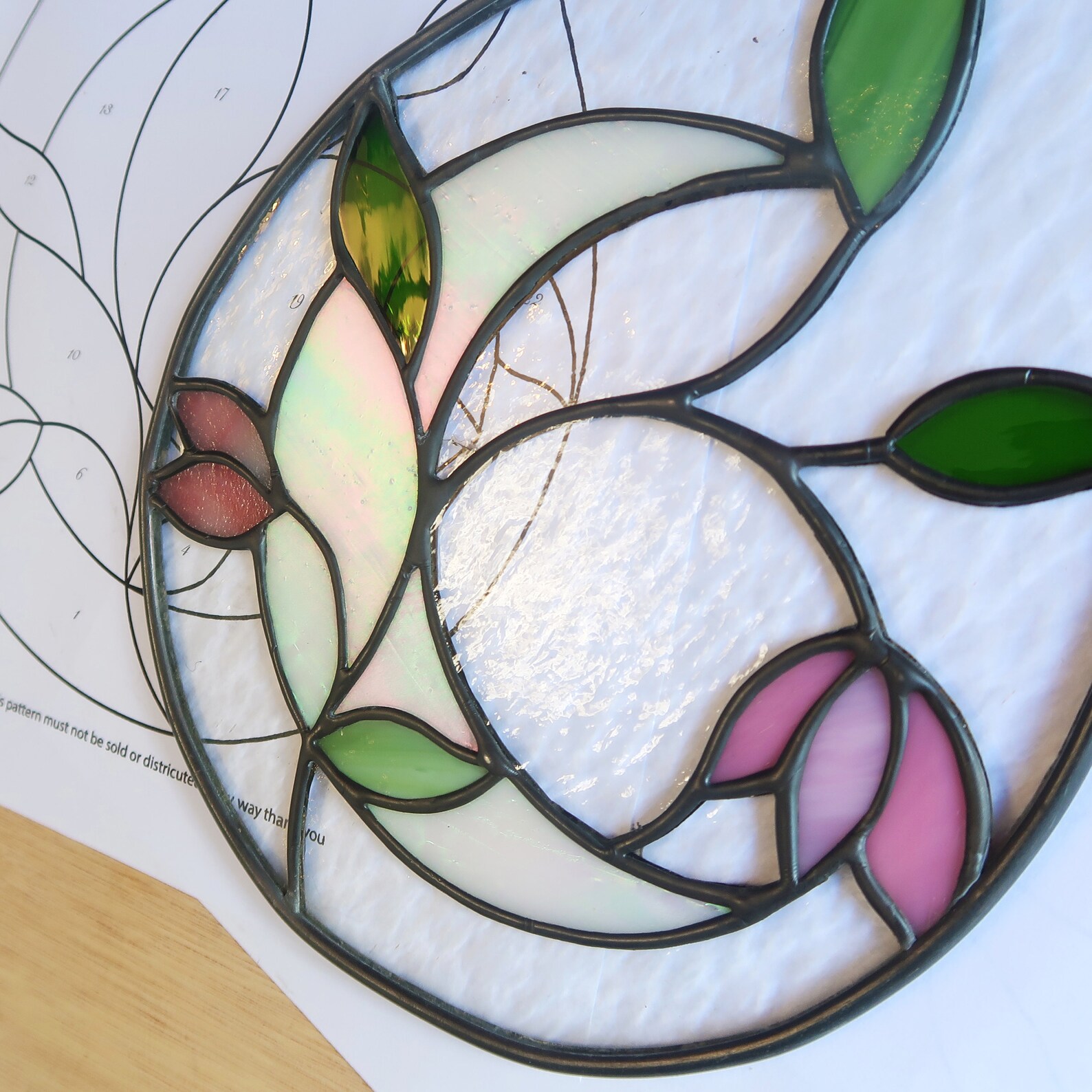 Flower Moon Drop Stained Glass Pattern, Beginner Stained Glass Pattern ...