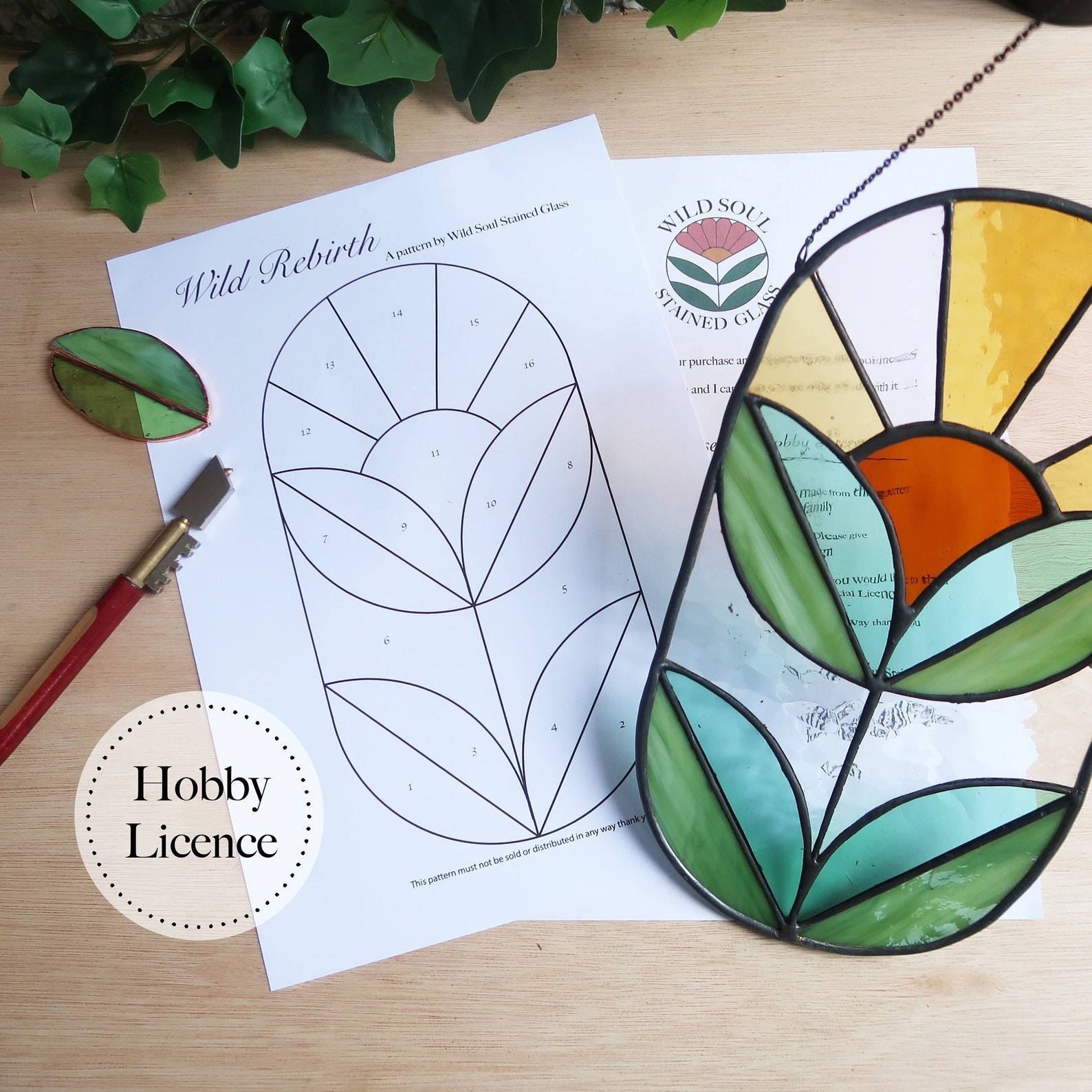 Sun Ray Plant Stained Glass Pattern Stained Glass Patterns - Etsy