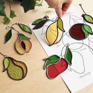 Fruit Drops Suncatcher Stained Glass Pattern, Beginner Stained Glass ...