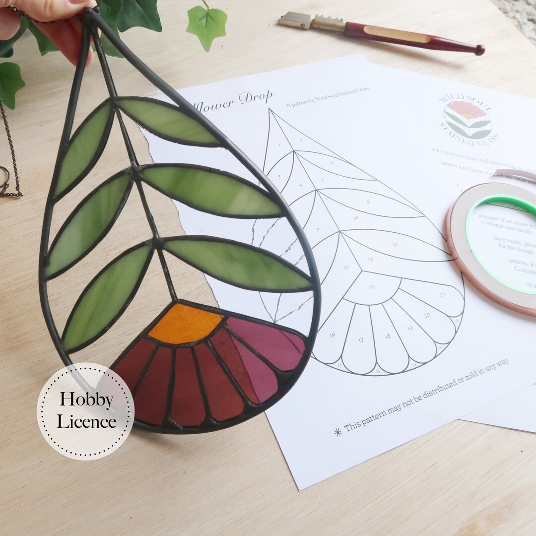 Wildflower Stained Glass Pattern, Beginner Stained Glass Patterns, PDF ...