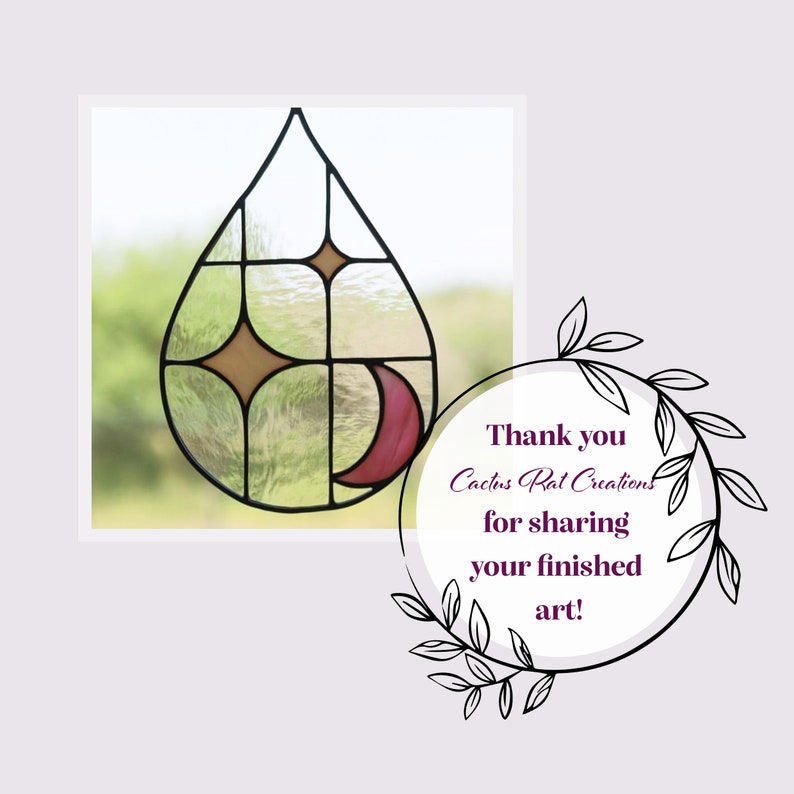 Celestial Moon Drop Stained Glass Pattern, Beginner Stained Glass ...