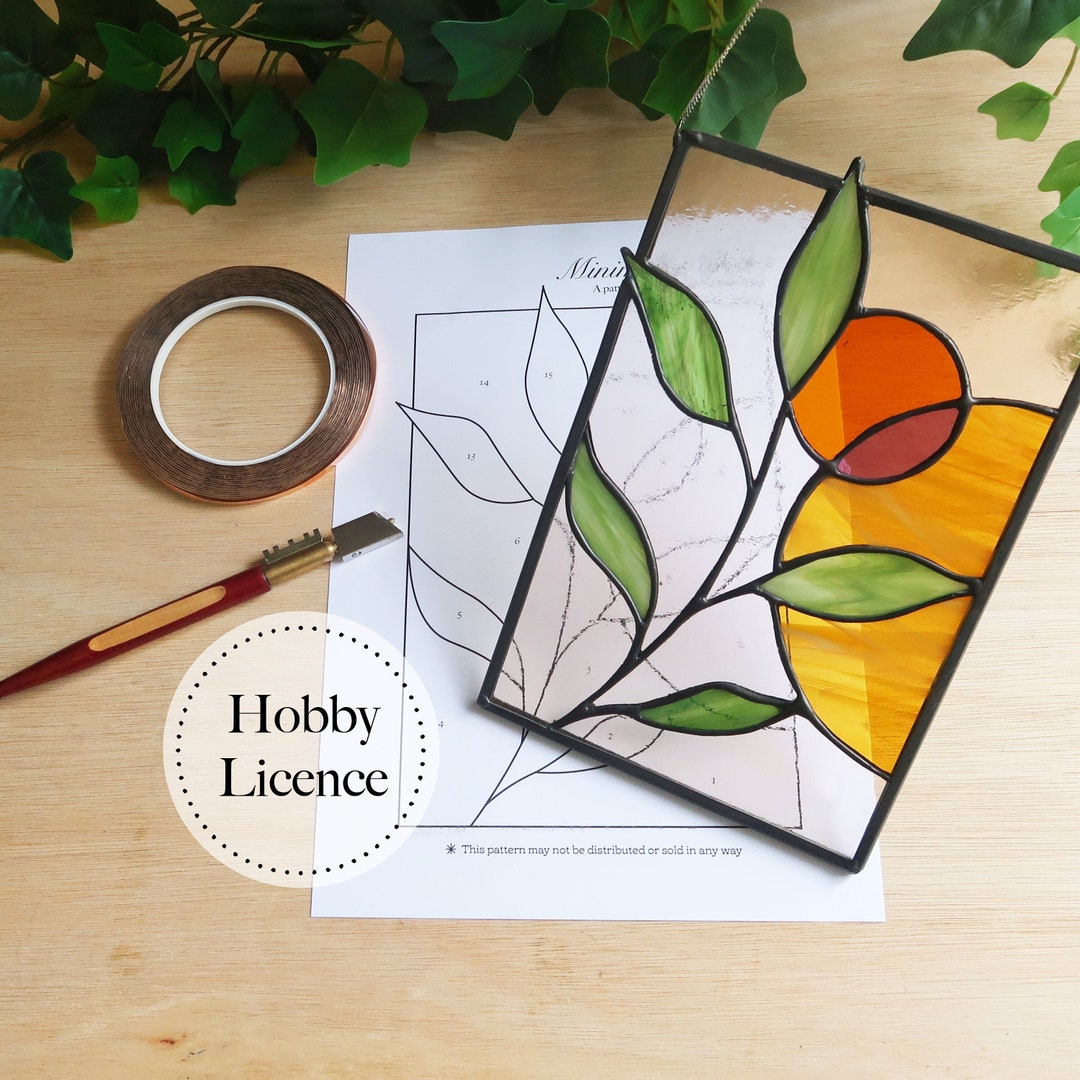 Minimalist Floral Stained Glass Pattern, Beginner Stained Glass ...