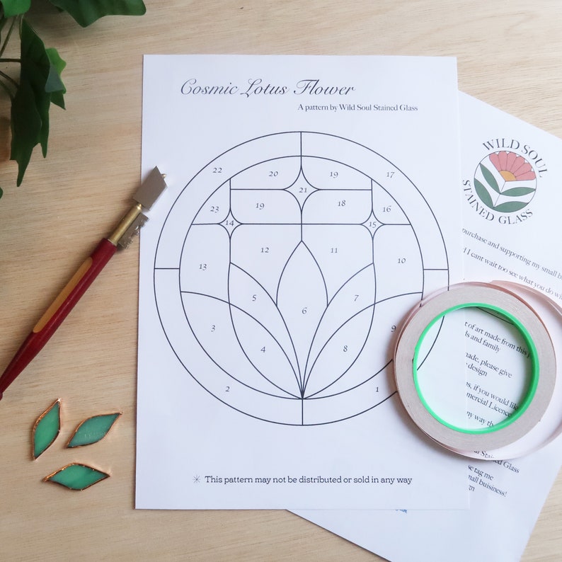 Lotus Flower Stained Glass Pattern Stained Glass Patterns - Etsy