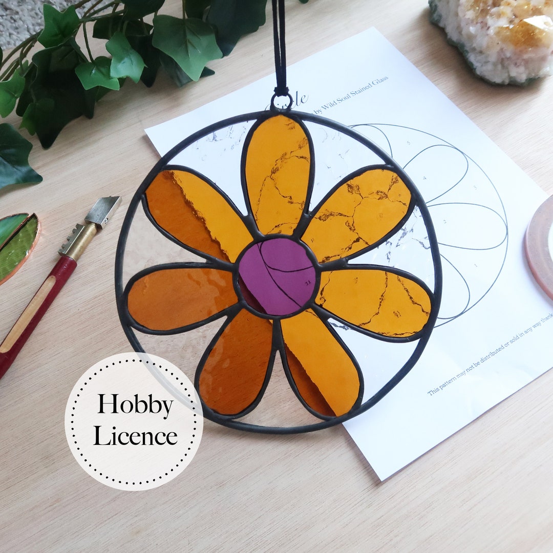 Flower Stained Glass Pattern, Stained Glass Patterns, Digital Download, DIY Stained Glass ...