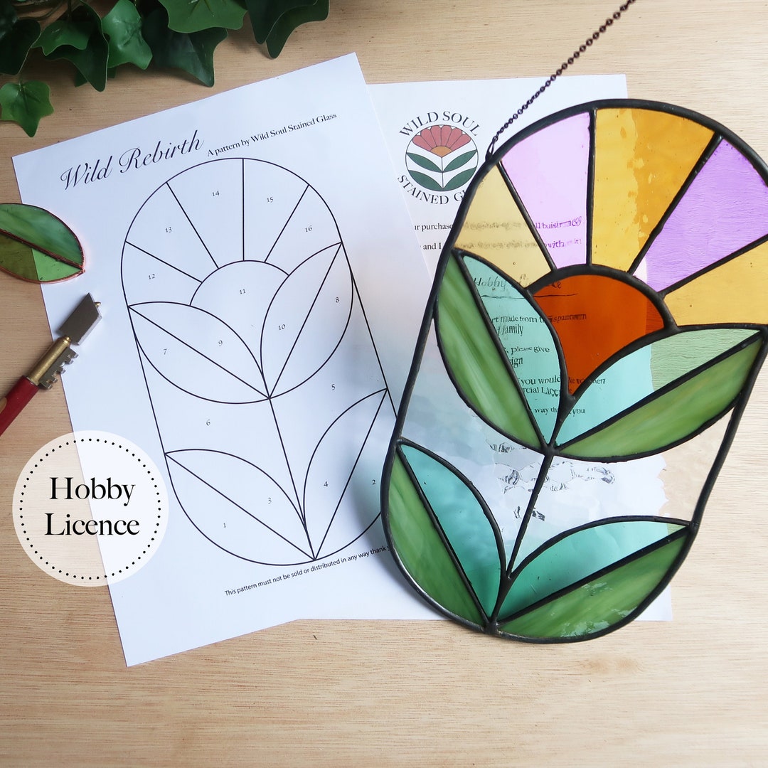 Sun Ray Plant Stained Glass Pattern, Beginner Stained Glass Patterns ...