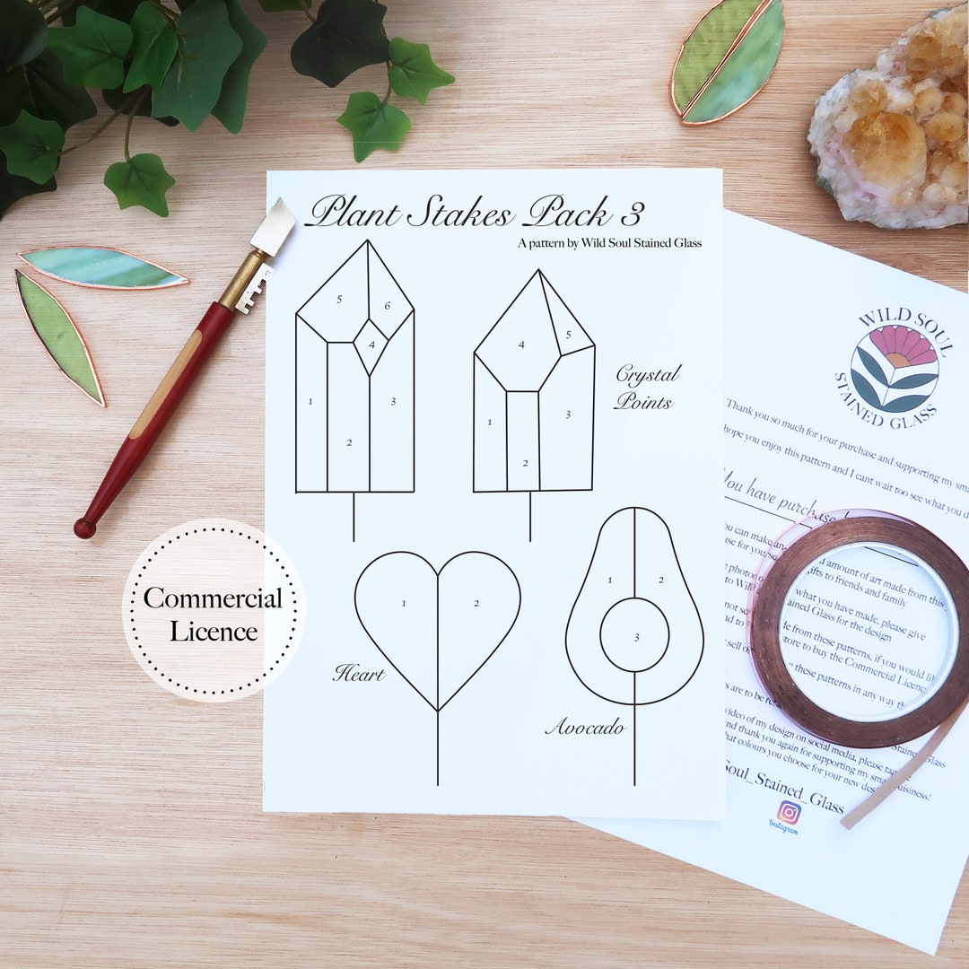 Plant Stakes Pack 3 Stained Glass Pattern, Stained Glass Patterns ...