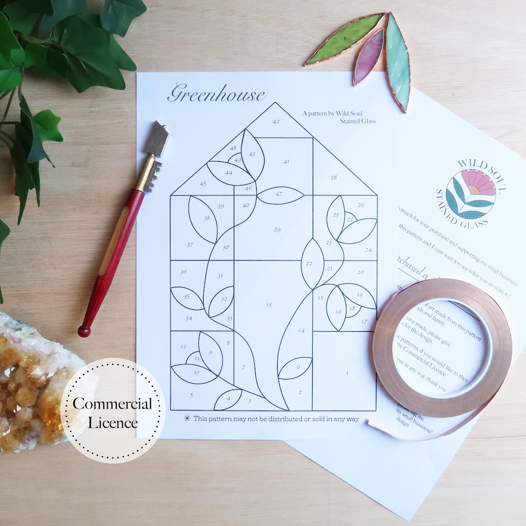 Greenhouse Stained Glass Pattern Stained Glass Patterns - Etsy