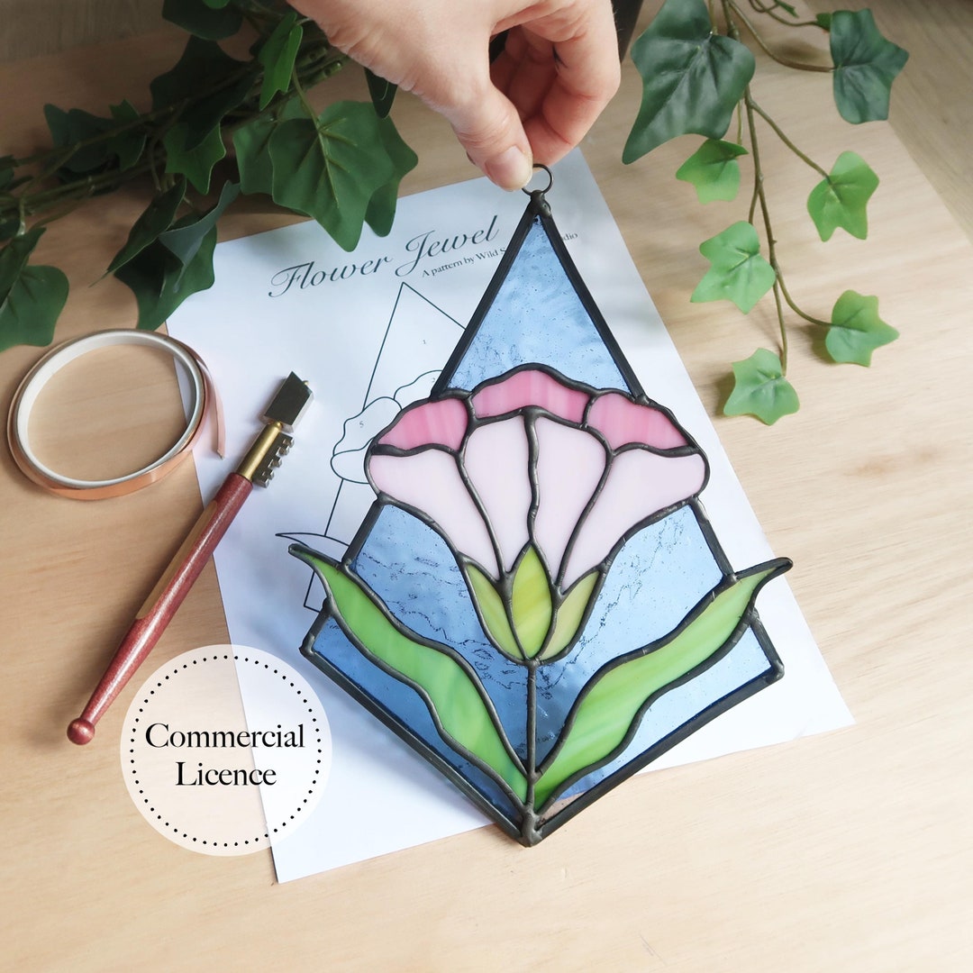 Flower Stained Glass Pattern, Stained Glass Patterns, Digital Download ...