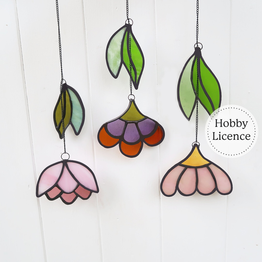 Flower Drop Suncatcher Stained Glass Pattern: Botanical Design (PDF ...