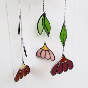 Flower Drop Suncatcher Stained Glass Pattern: Botanical Design (PDF ...