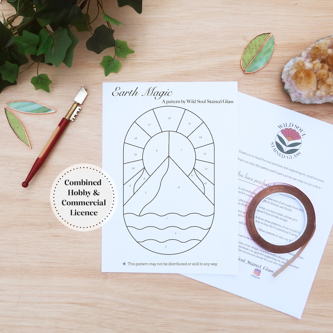 Earth Magic Stained Glass Pattern, Beginner Stained Glass Pattern, PDF ...