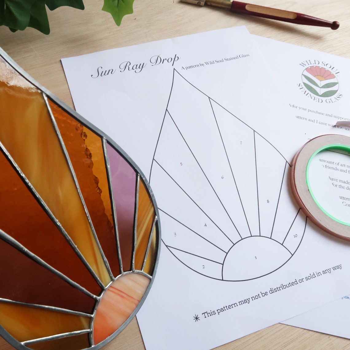 Sun Ray Drop Stained Glass Pattern Stained Glass Patterns - Etsy