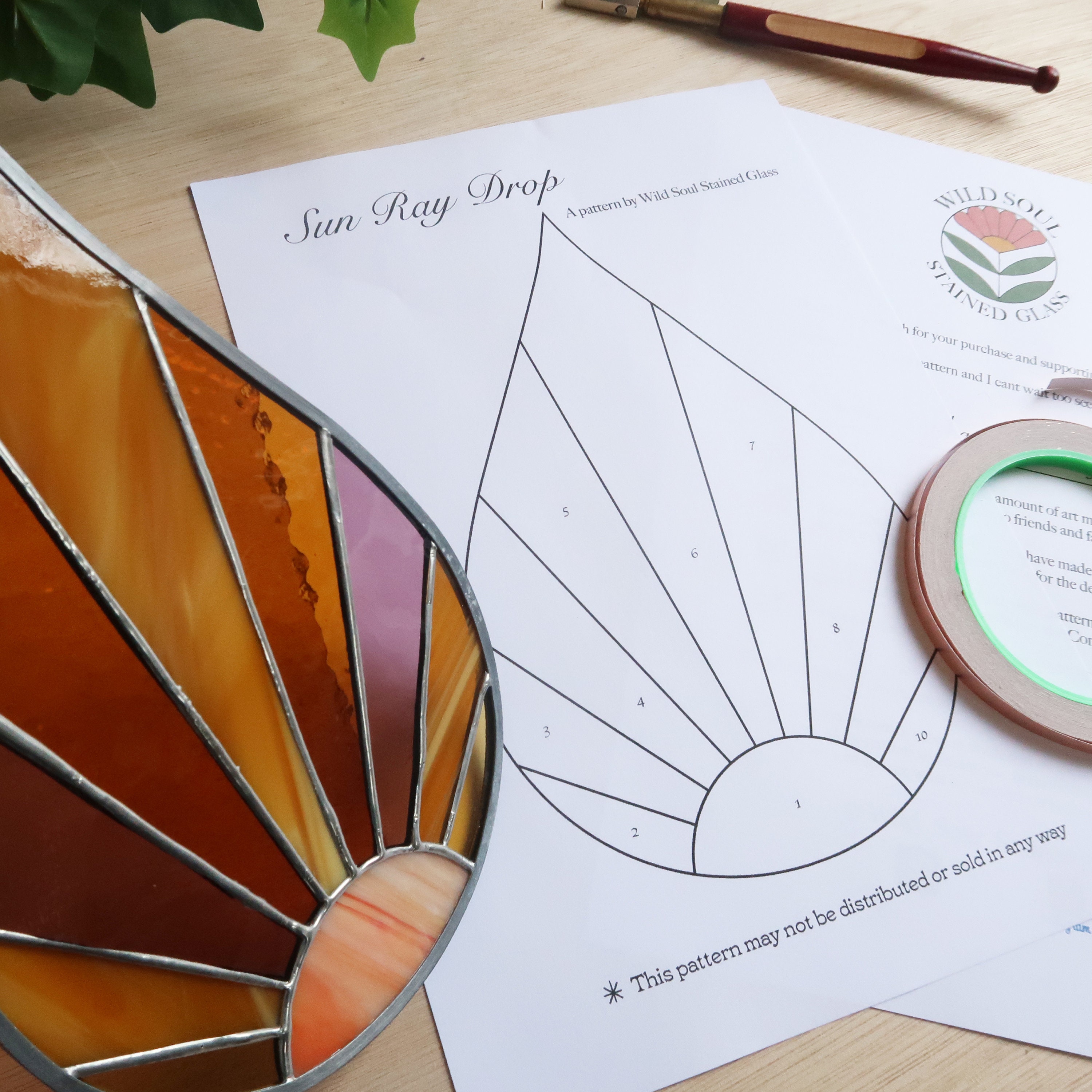 Sun Ray Drop Stained Glass Pattern Stained Glass Patterns - Etsy UK