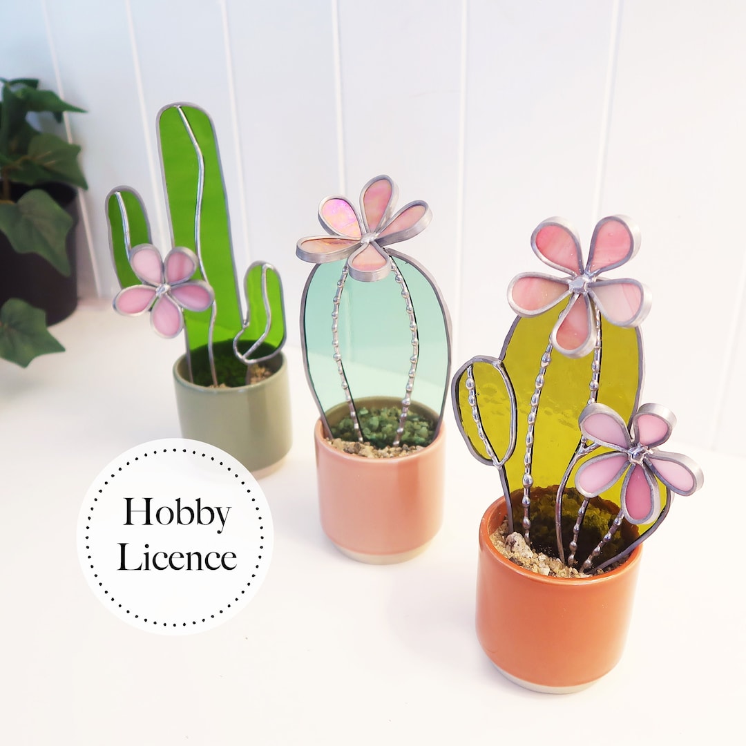 Cactus Succulent Stained Glass Pattern: Botanical Decor (digital ...