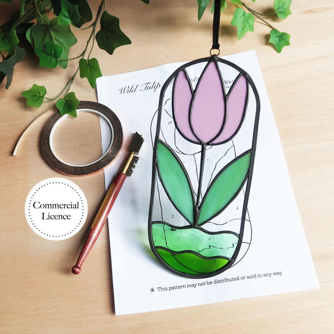 Tulip Stained Glass Pattern, Stained Glass Patterns, Digital Download ...