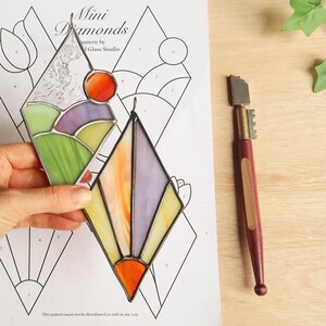 Mini Diamonds Stained Glass Pattern, Stained Glass Patterns, Digital ...