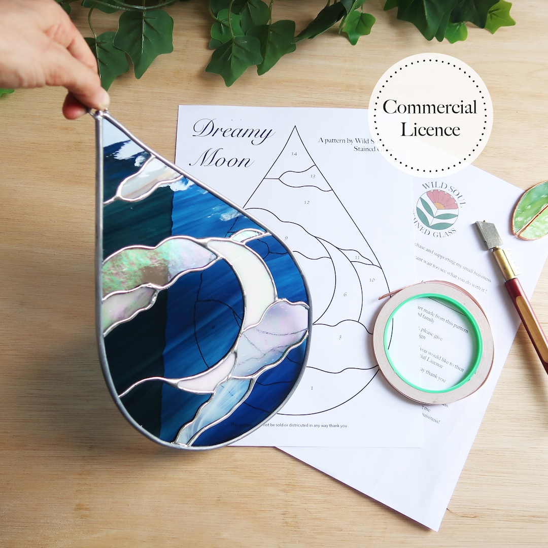 Dreamy Moon Stained Glass Pattern, PDF & PNG Digital Download - Etsy