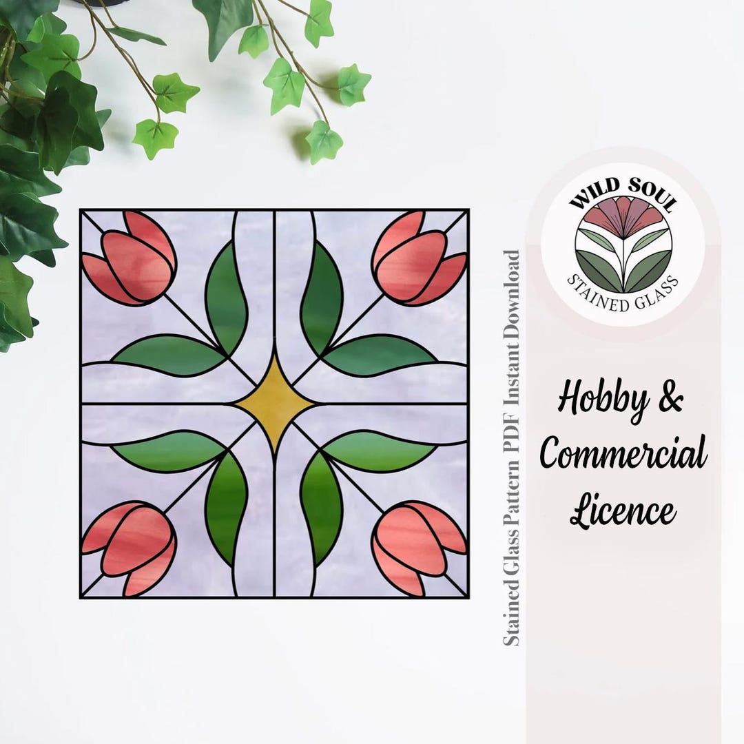 Tulip Flower Stained Glass Pattern, Beginner Stained Glass Patterns ...