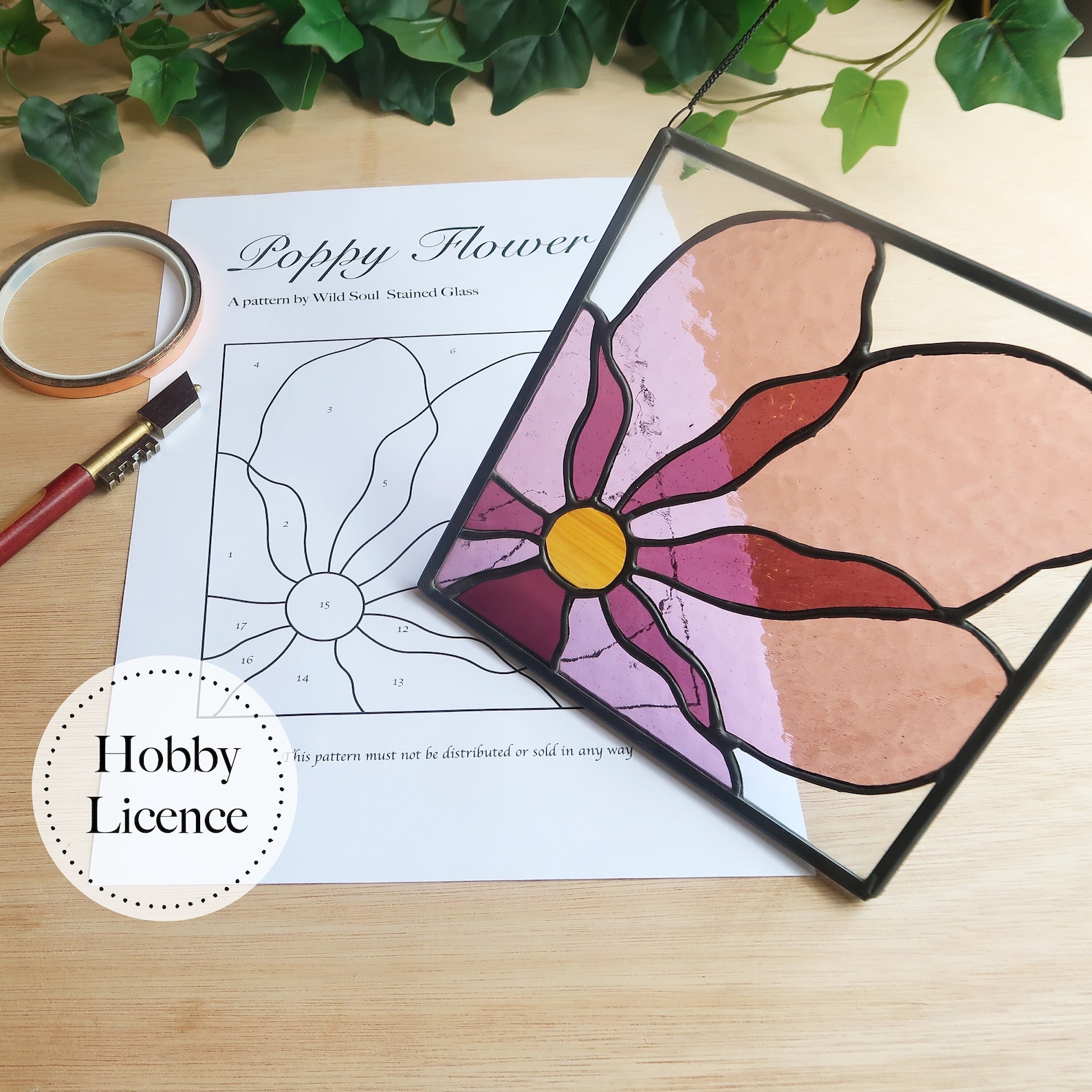 Poppy Flower Stained Glass Pattern, Beginner Stained Glass Patterns ...