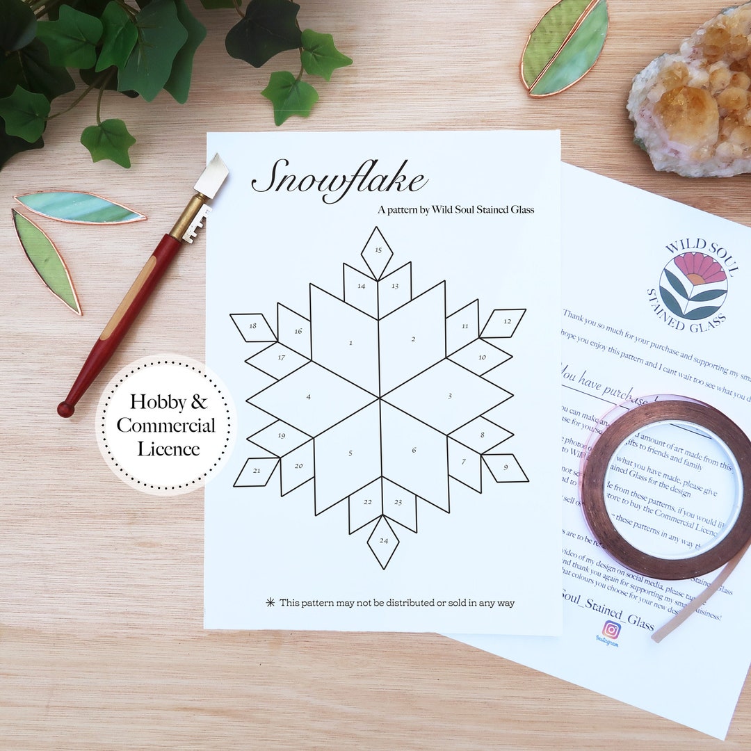 Snowflake Star Stained Glass Pattern, Stained Glass Patterns, Digital ...