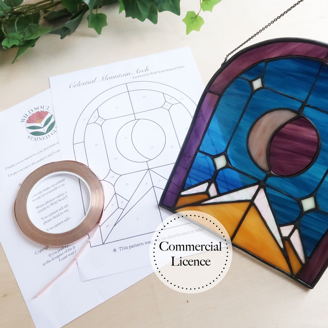 Moon Mountain Stained Glass Pattern, PDF & PNG Digital Download - Etsy