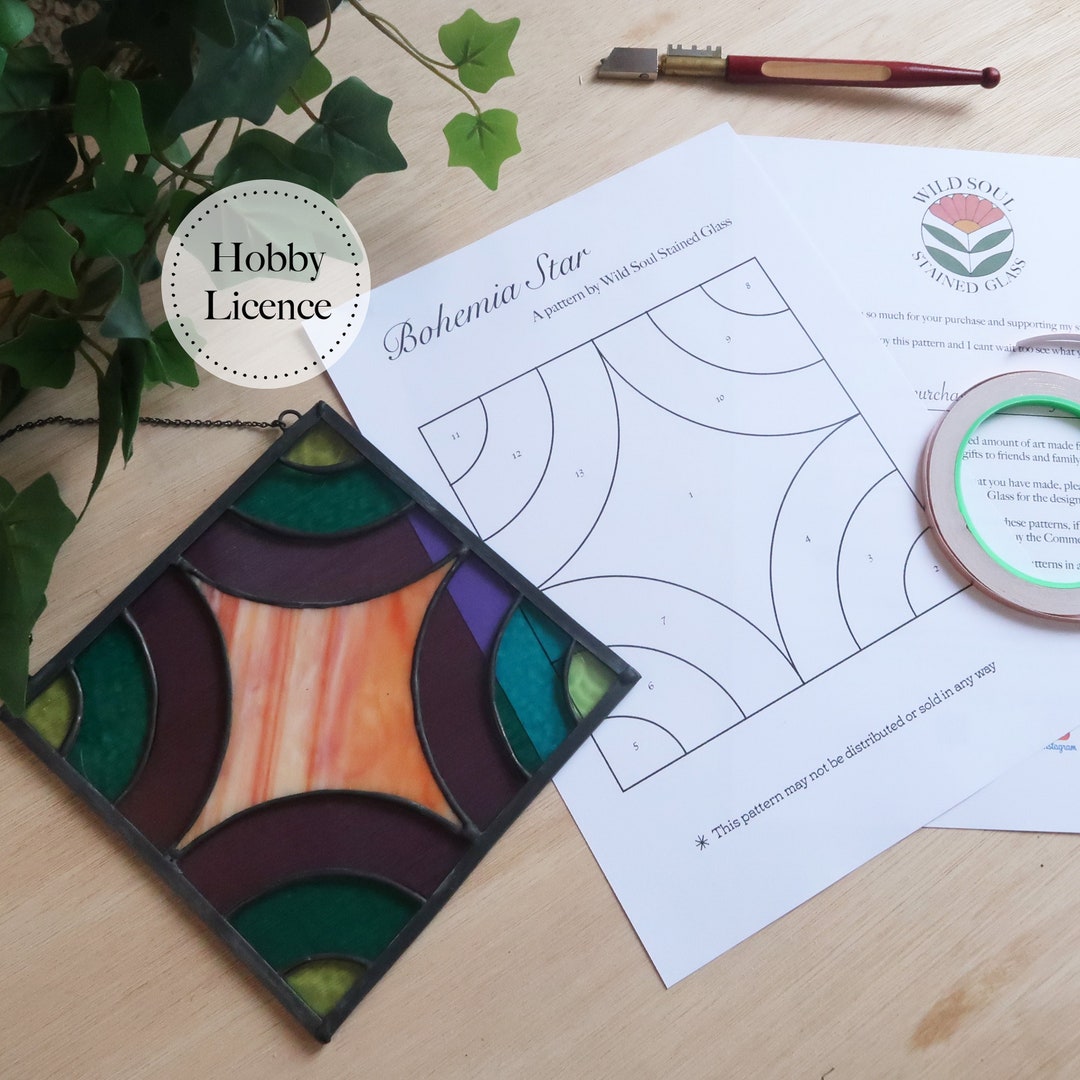 Boho Star Stained Glass Pattern, Beginner Stained Glass Patterns, PDF ...