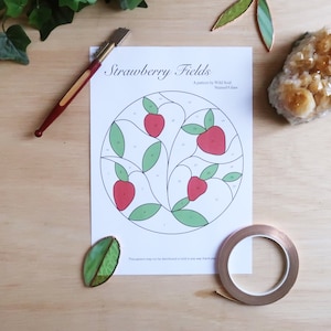 Strawberry Stained Glass Pattern: Multipack X3, DIY Decor (digital ...