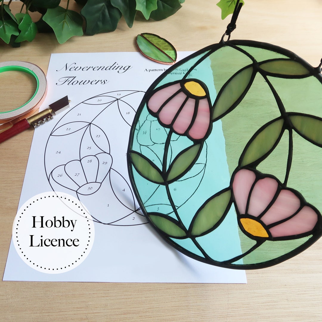Flowers Stained Glass Pattern, Stained Glass Patterns, Digital Download ...