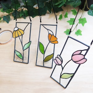 3 Flower Panels Stained Glass Pattern, PDF & PNG Digital Download - Etsy