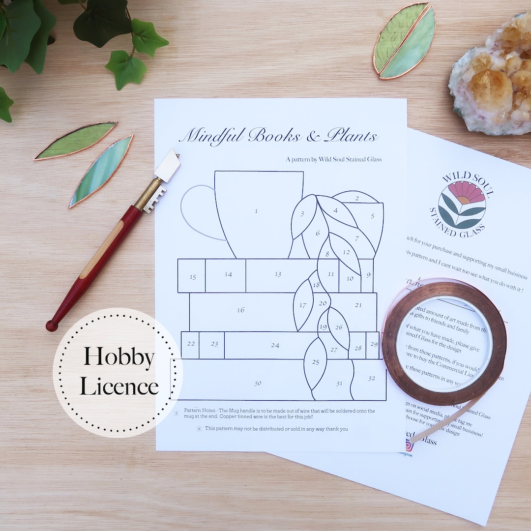 Book Plant Stained Glass Pattern: DIY Home Decor (PDF & PNG) - Etsy