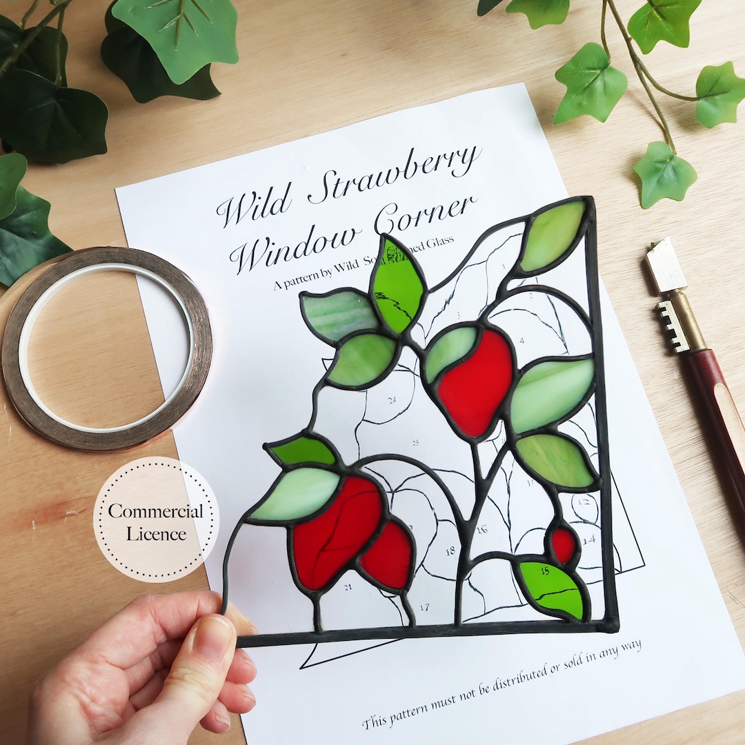 Strawberry Stained Glass Pattern, PDF & PNG Digital Download - Etsy