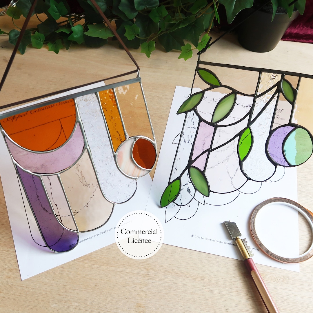 Geometric Retro Stained Glass Pattern, PDF & PNG Digital Download - Etsy