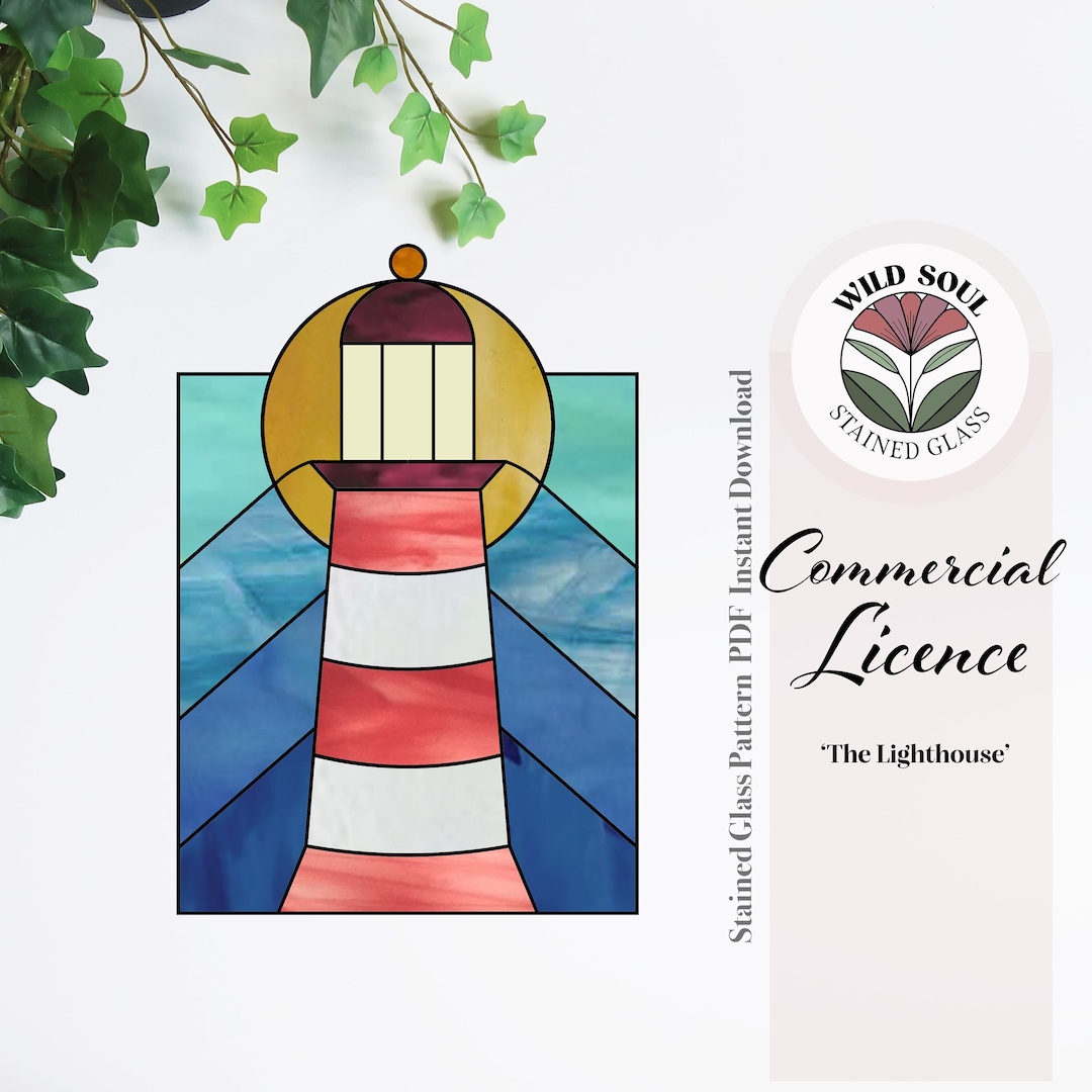 Lighthouse Stained Glass Pattern, Stained Glass Patterns, Digital ...