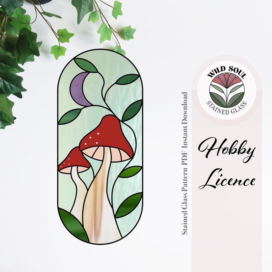 Mushroom Stained Glass Pattern: DIY Home Decor (PDF & PNG) - Etsy UK