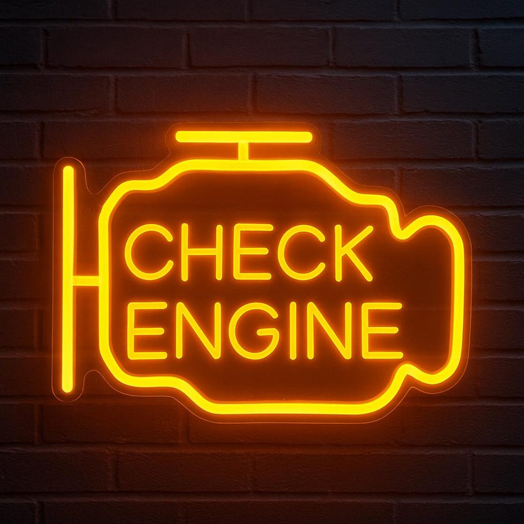 Check Engine LED Neon Light - Decorative Light Sign for Gaming Room ...