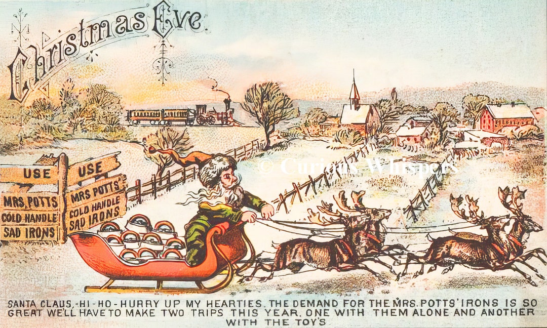 Mrs. Potts Sad Iron Christmas Card - Etsy