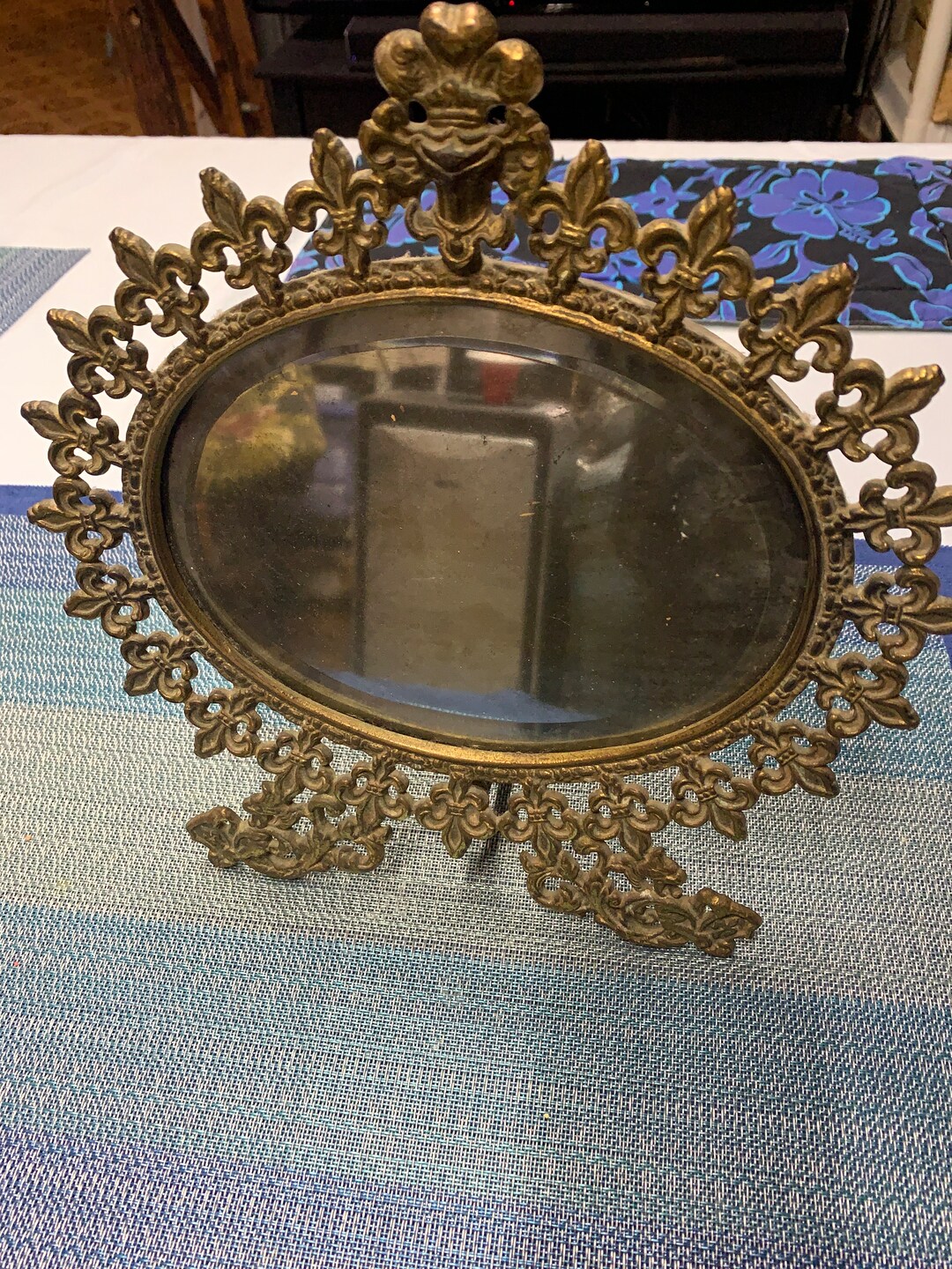 Antique Cast Iron Frame W/beveled Mirror - Etsy
